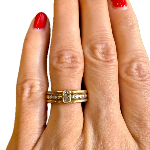 Avon | Jewelry | Vintage Avon Twotone Threeband Gemstone Heart Ring ...